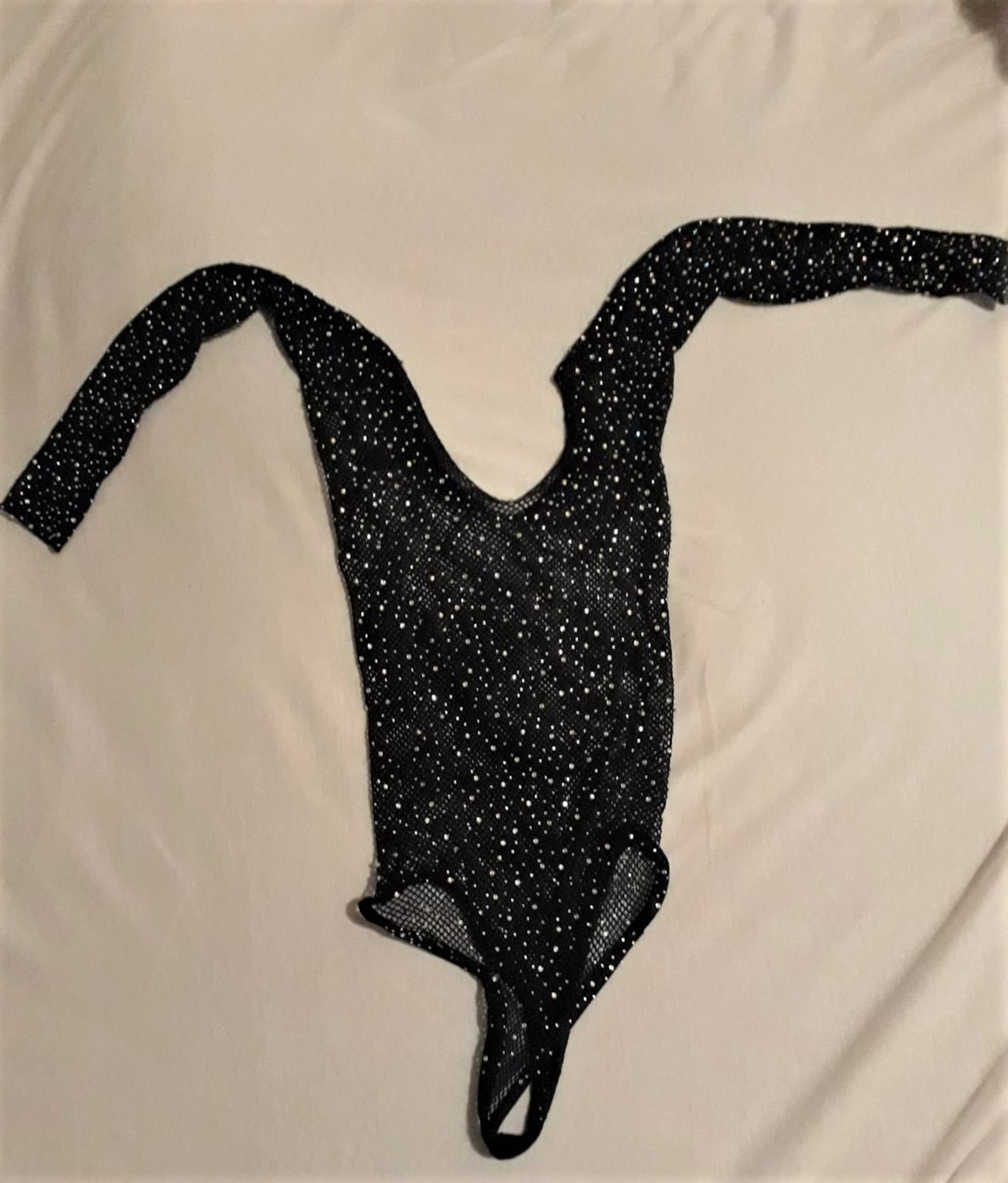 Fishnet Rhinestones Bodysuit. Catsuit Mesh Sheer Crystals Sexy - Etsy ...