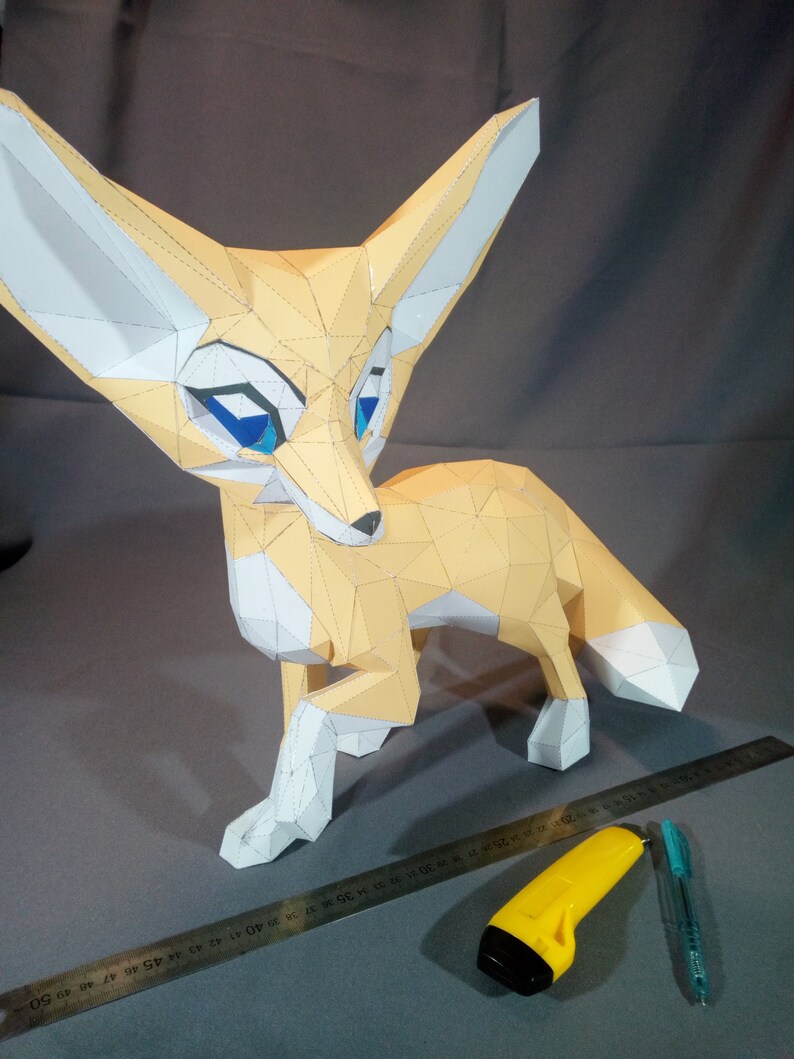 Fox Fennec Papercraft 3D model paper PDF Template Low poly | Etsy