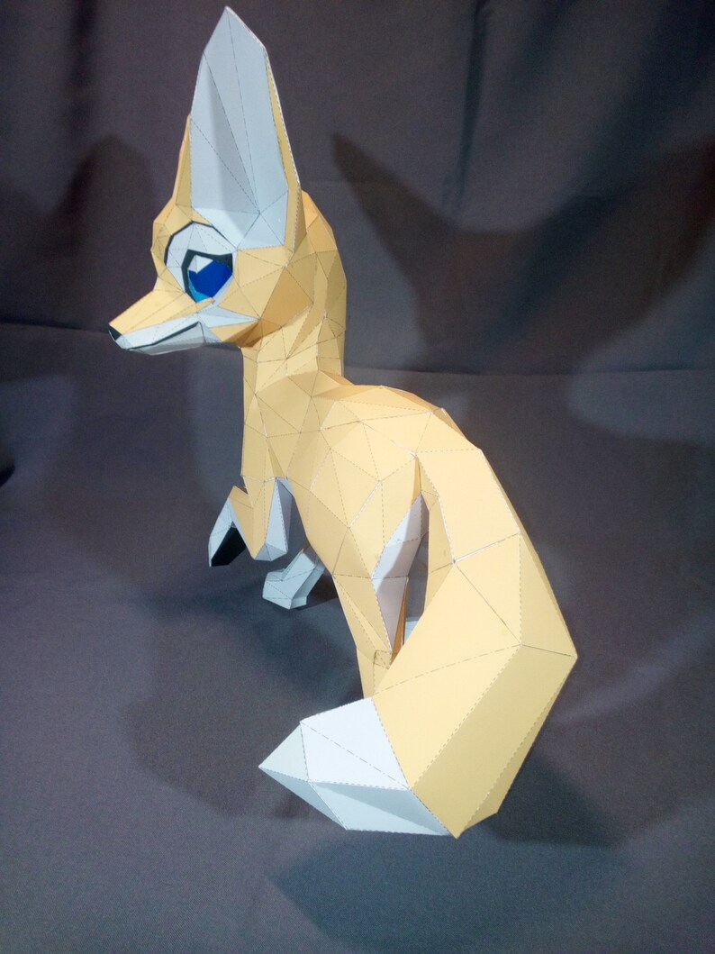Fox Fennec Papercraft 3D model paper PDF Template Low poly | Etsy