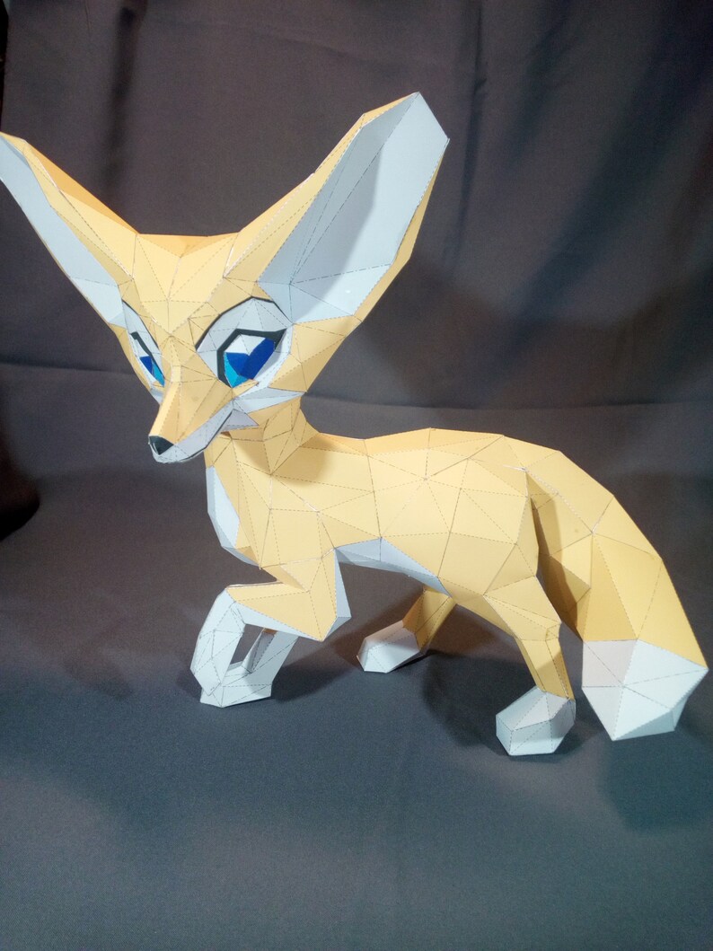 Fox Fennec Papercraft 3D model paper PDF Template Low poly | Etsy