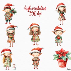 Whimsical Christmas Elves Clipart, North Pole, Clip Art, Digital ...
