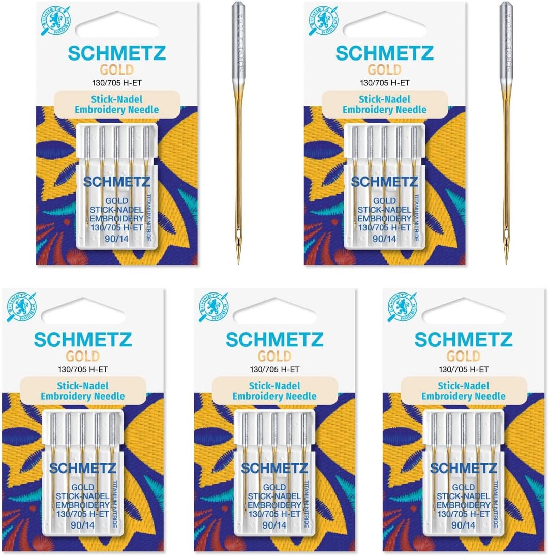 25 Schmetz Gold Titanium Embroidery Needles Size 90/14 130/705 H-ET - Etsy