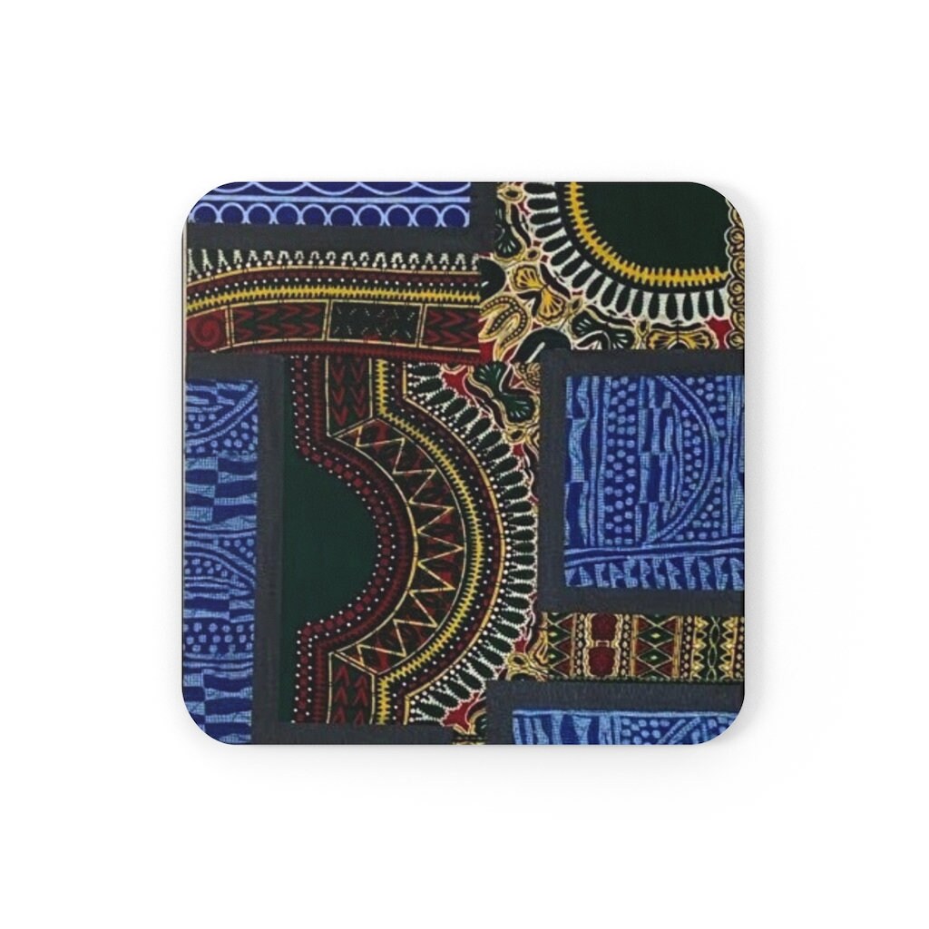 Set of 4 Modern African Print Coasters Cork Back With Glossy - Etsy