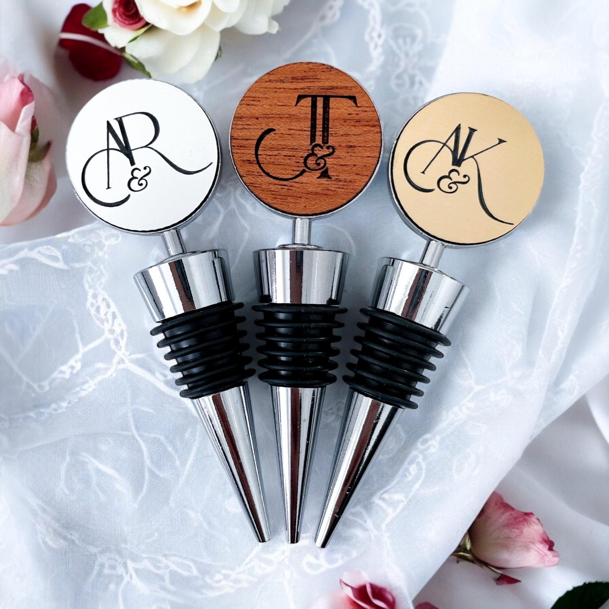 Personalized Wine Stopper for Couple, Bride and Groom, Engagement ...