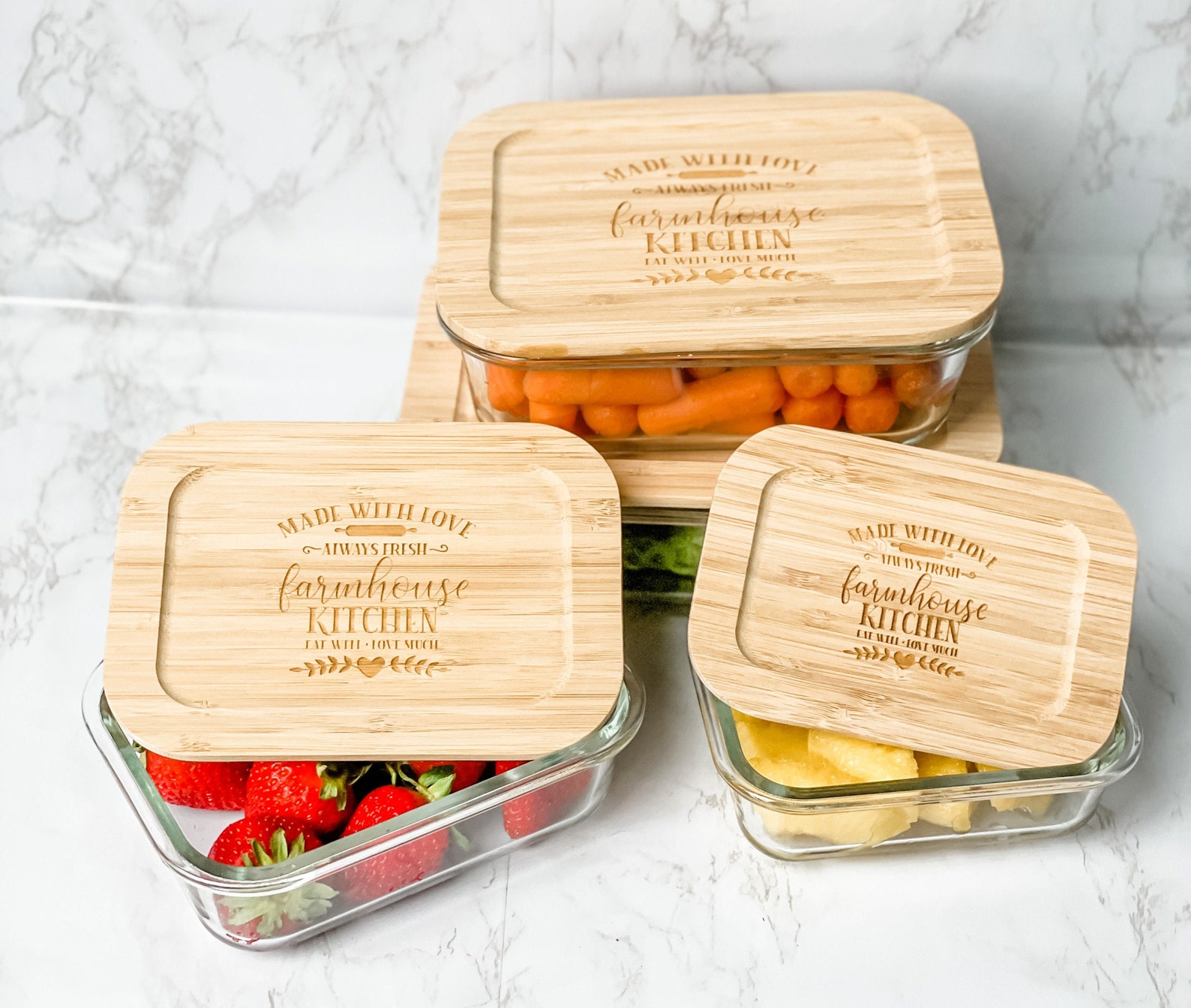 Ecofriendly Personalized Glass Tupperware Set Containers for - Etsy