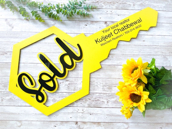 Realtor Key Sign Realtor Key Sold Sign Realtor Key Prop - Etsy
