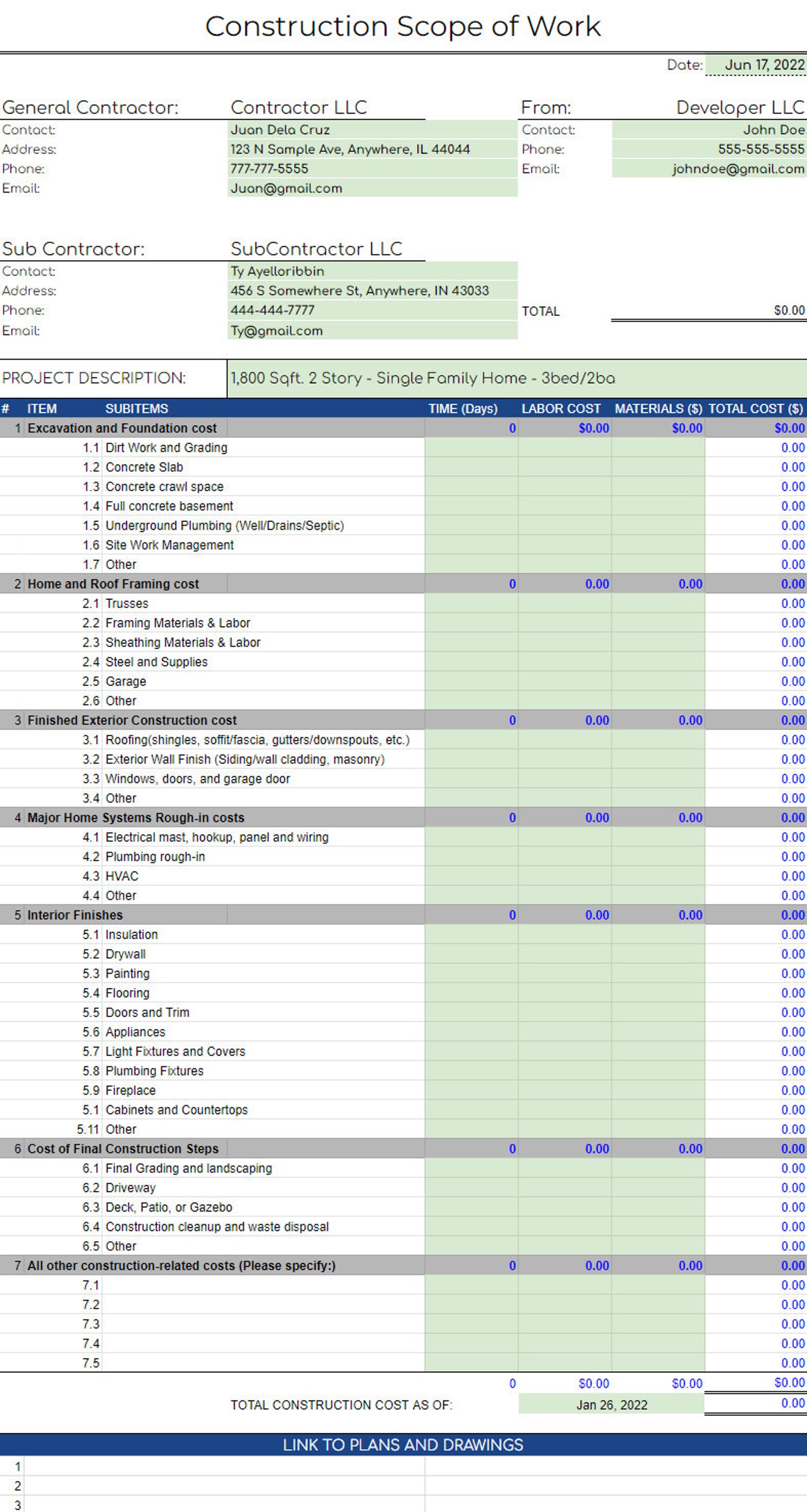 Construction Scope of Work Template - Etsy