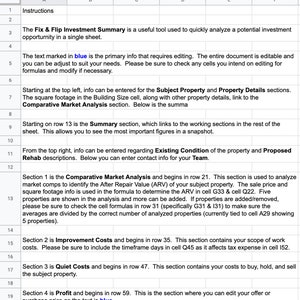Fix & Flip Analysis Template for Real Estate Investing - Etsy