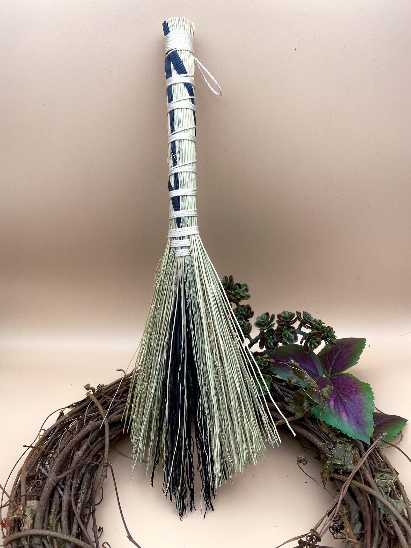 Two-Toned Broom with Hawk's Tail Design | Etsy