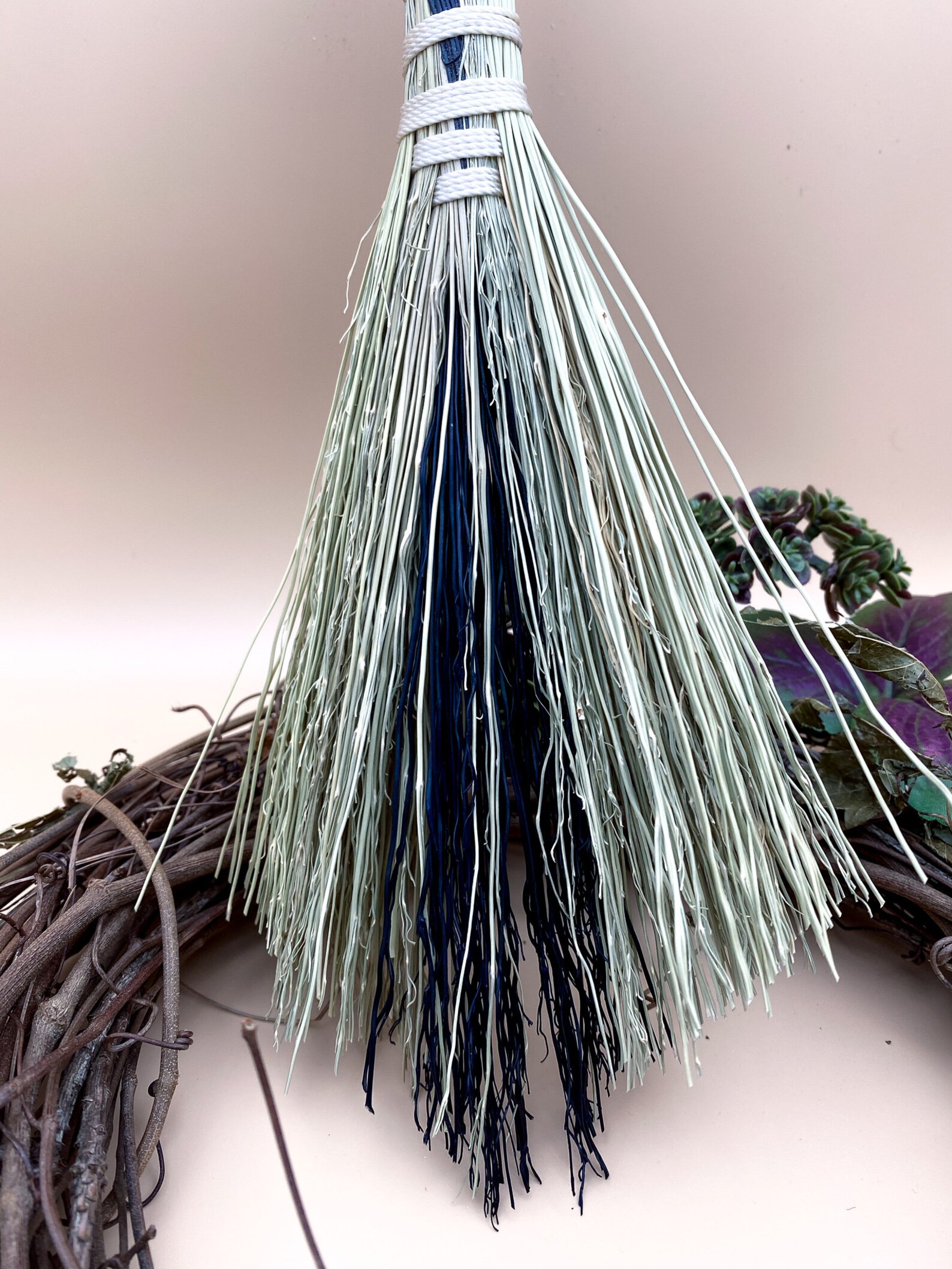 Two-Toned Broom with Hawk's Tail Design | Etsy