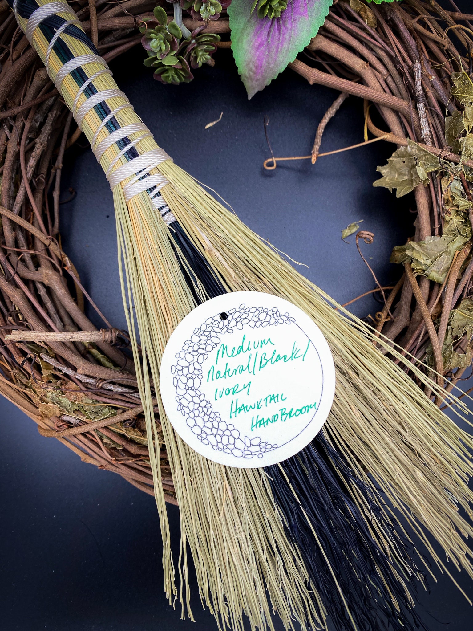 Two-Toned Broom with Hawk's Tail Design | Etsy