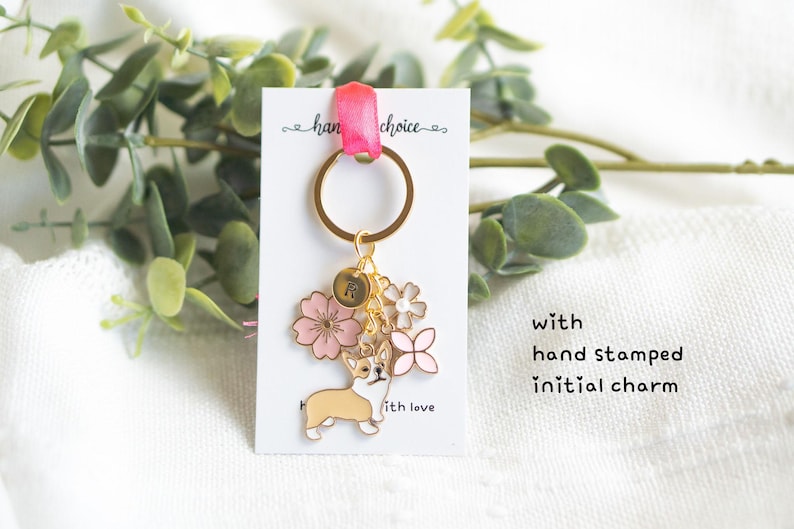 Handmade Brown Corgi Keychain: Personalized Initial Charm, Dog Lover ...