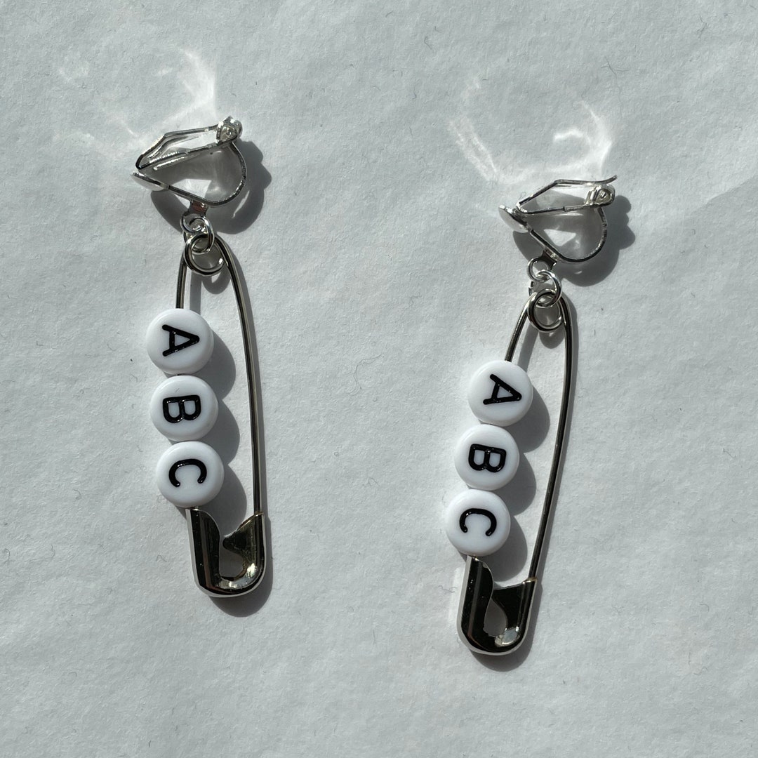 Clip On/hook Safety Pin Earrings Customisable 2 - Etsy