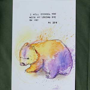 Colorful Wombat Art Print, Bible Verse Wall Decor - Etsy