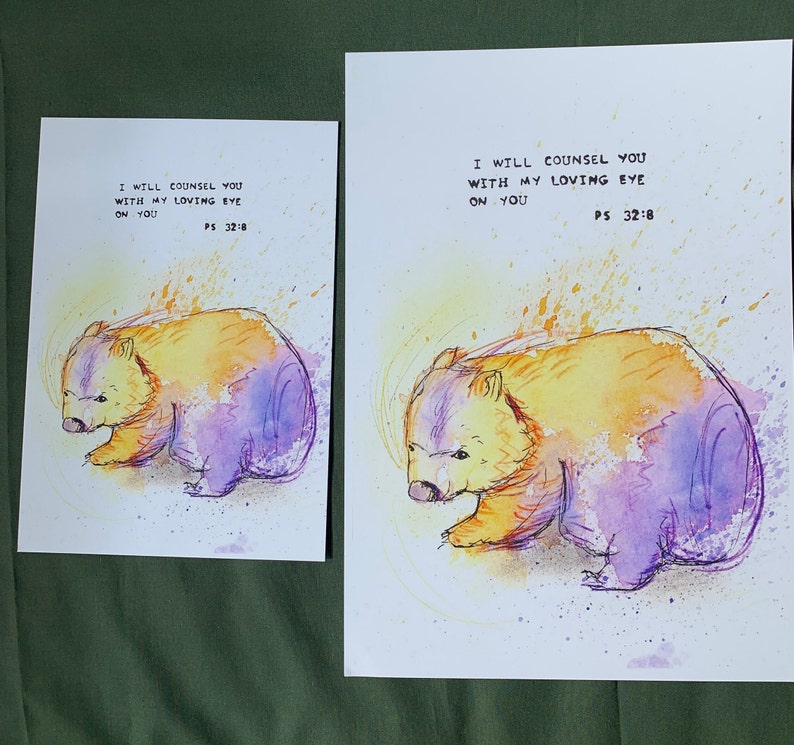 Colorful Wombat Art Print, Bible Verse Wall Decor - Etsy