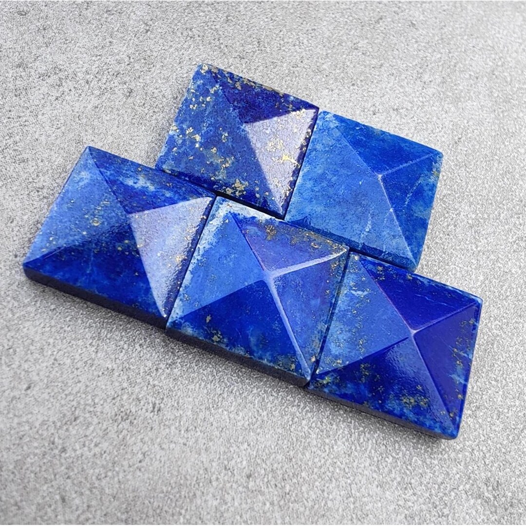 Natural Lapis Lazuli Rectangle Shape Checker Cut Gemstone Flat Back ...