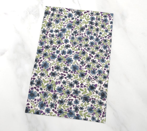 Pebble Canvas Blue and Purple Floral Tea Towel - Etsy