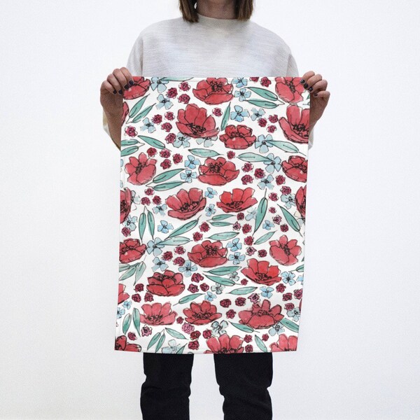 Red Tea Towel - Etsy