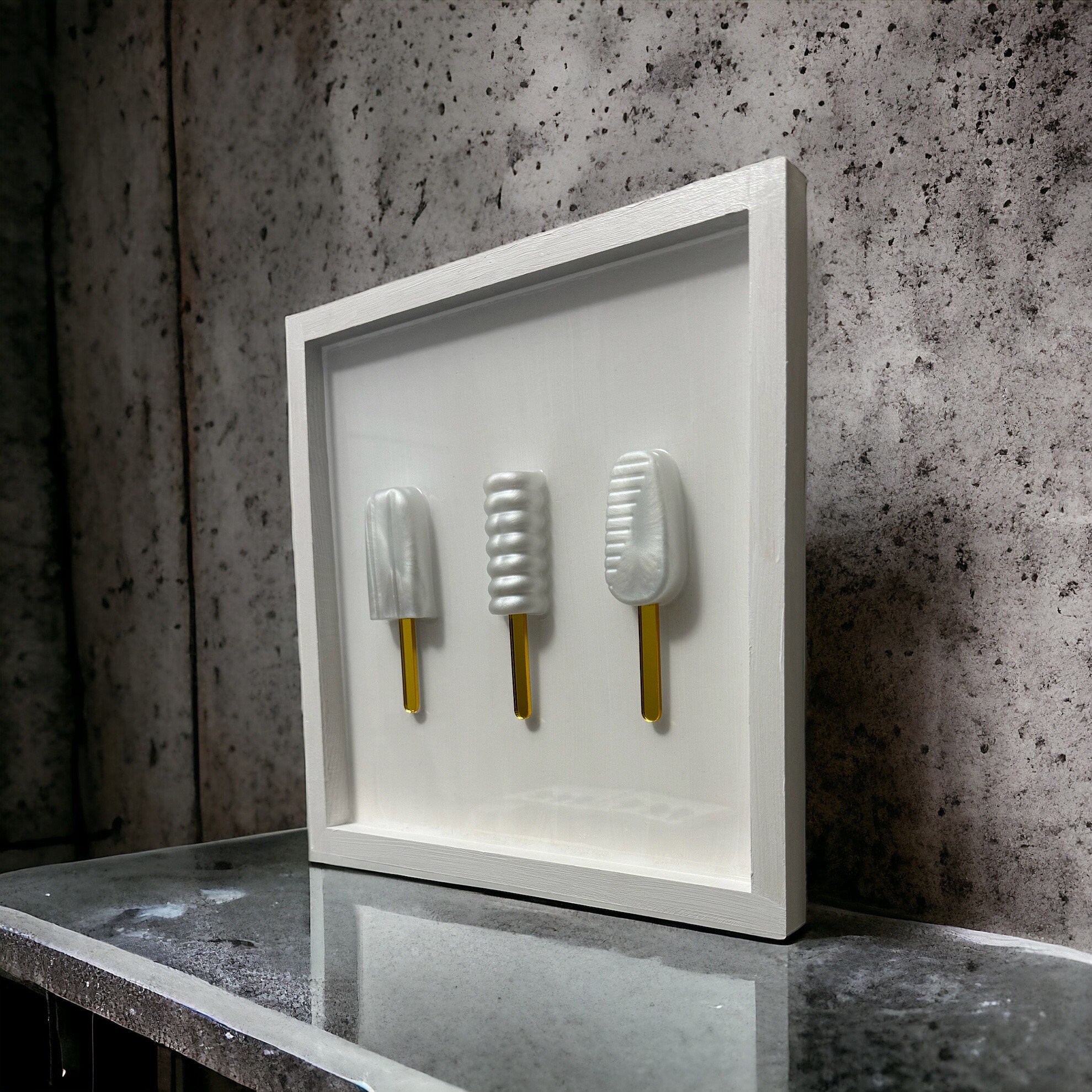 White, Popsicle Art, Pop Art, Wall Art, 3D Resin Art, Wall Hanging, Ice ...