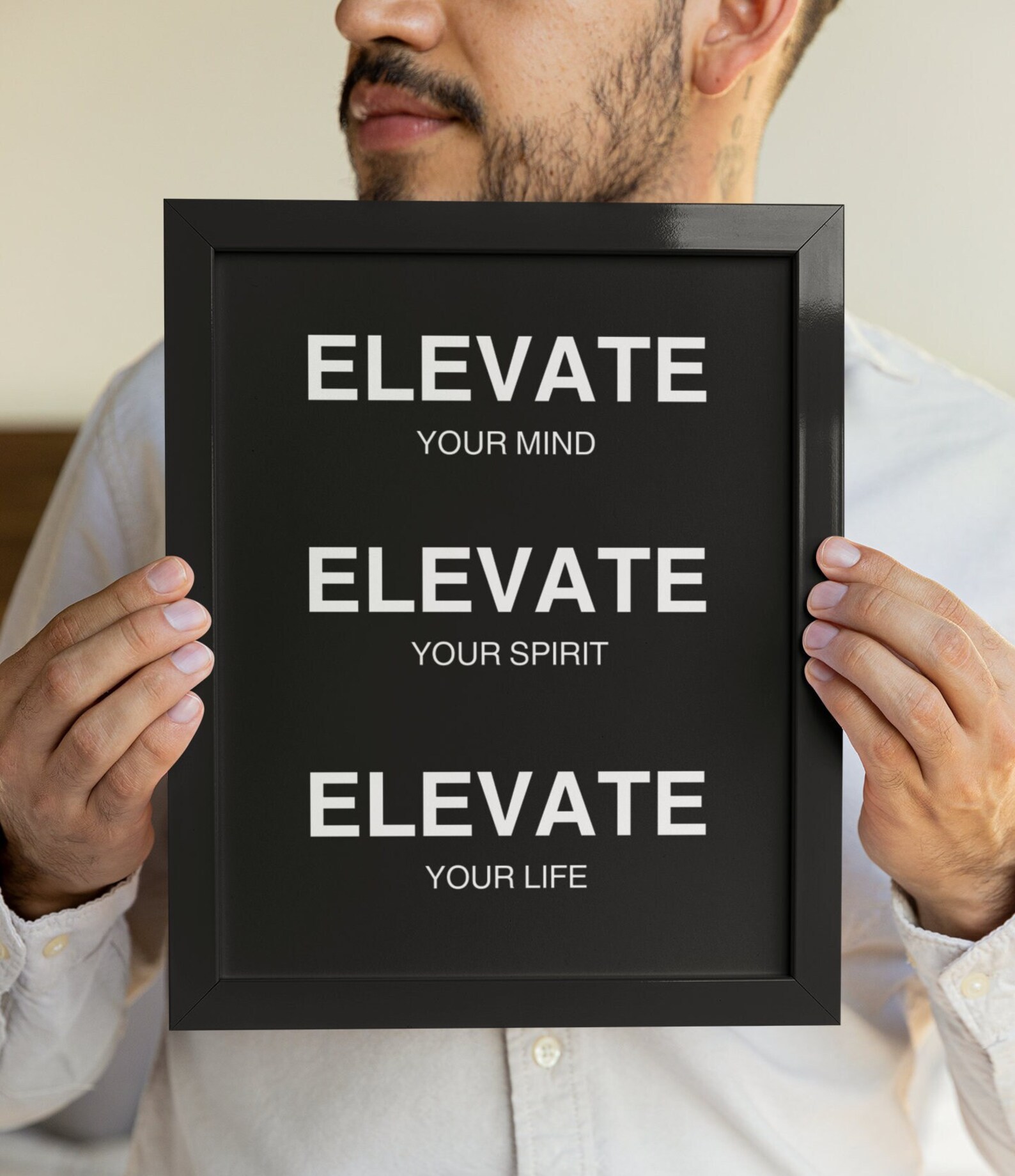 Inspire and Elevate Framed Poster, Motivational Wall Art, Mental Health ...