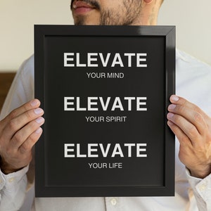 Inspire and Elevate Framed Poster, Motivational Wall Art, Mental Health ...