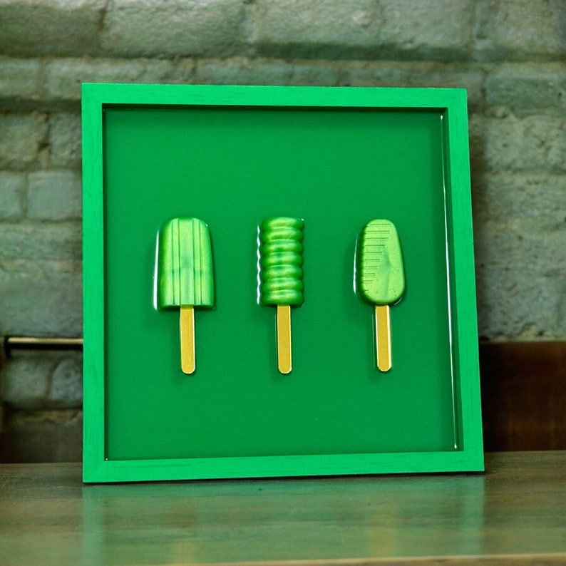 White, Popsicle Art, Pop Art, Wall Art, 3D Resin Art, Wall Hanging, Ice Cream Painting, Ice ...