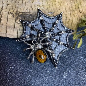 Spider Web Brooch, Web Brooch, Spider Brooch, Halloween Brooch - Etsy