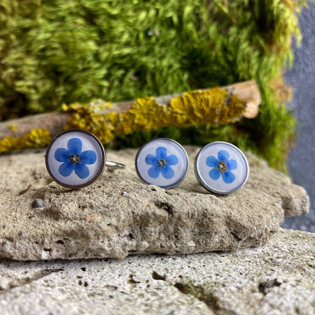 Forget-me-not Jewelry Set, Forget-me-not Earrings, Forget-me-not Ring ...