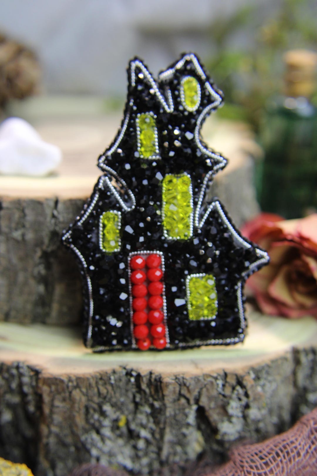 Gothic House Brooch, Creepy House Pin, Halloween Brooch, Witch House ...