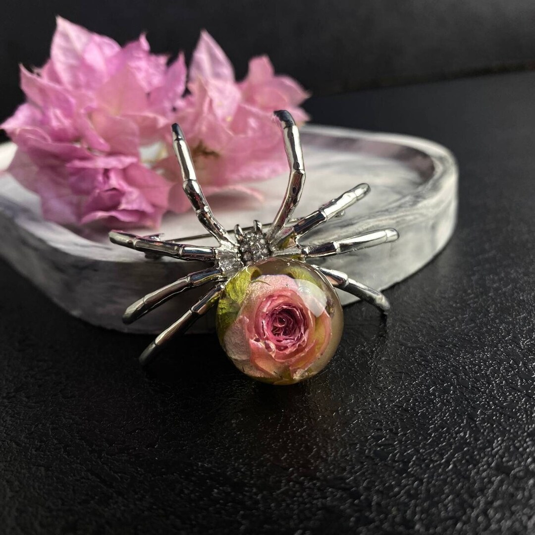 Spider Brooch, Spider Jewelry, Spider Brooch Pin, Rose Brooch, Rose ...