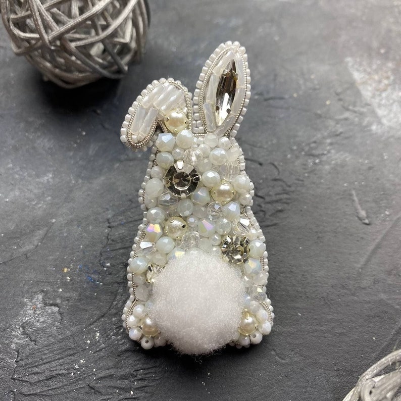 Rabbit Brooch White Rabbit Brooch Kawaii Rabbit Shawl Pin - Etsy