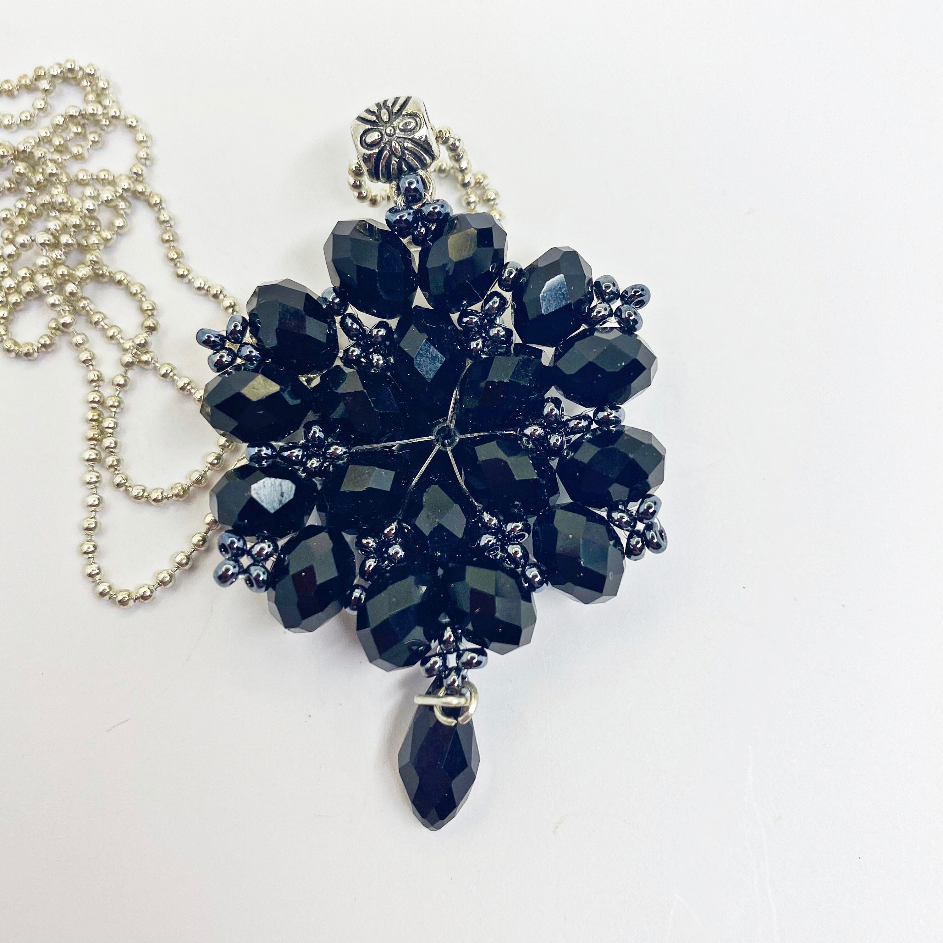 Black necklace Black gothic necklace blue pendant gothic | Etsy