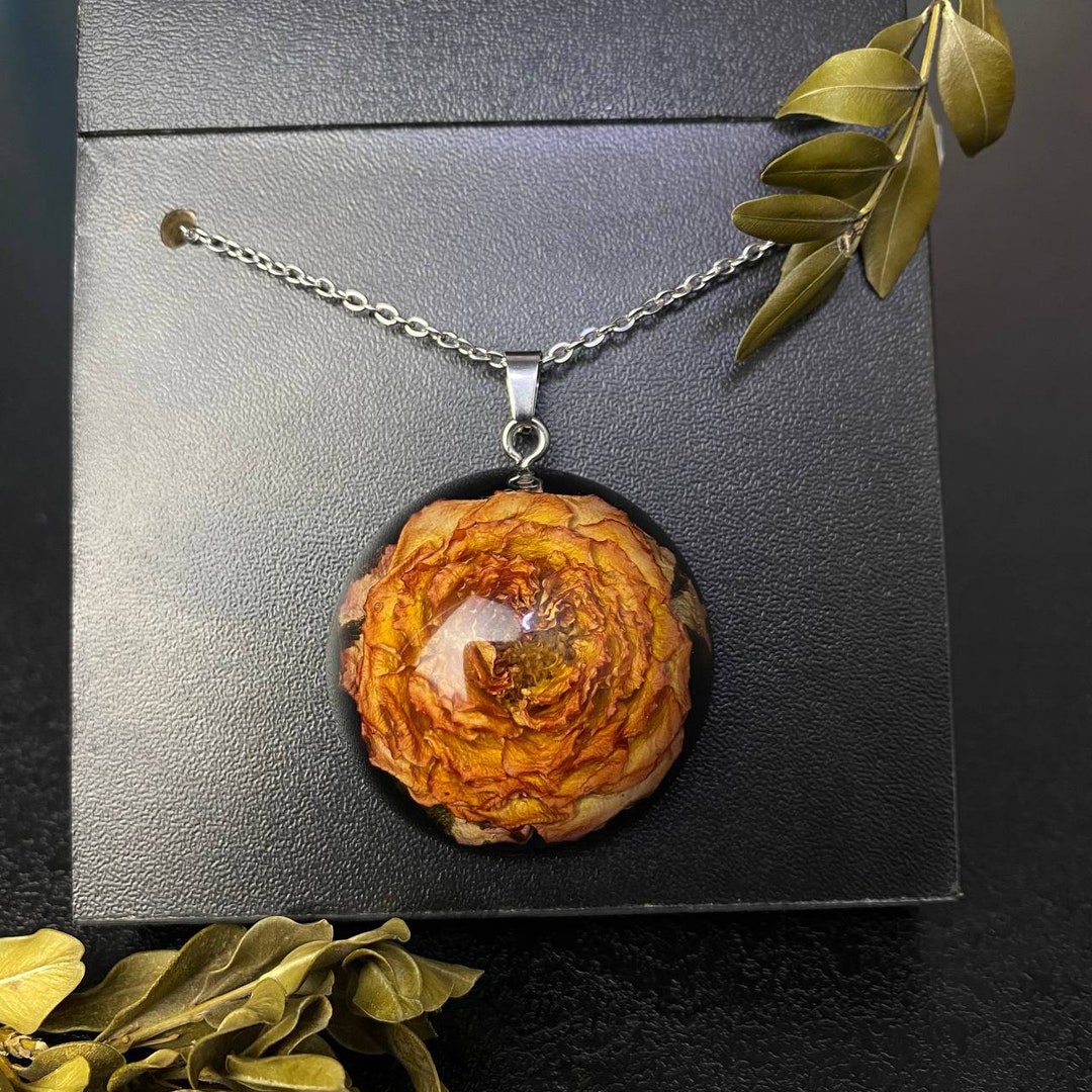 Real Rose Necklace, Real Rose Pendant, Rosebud Necklace, Rose Terrarium ...