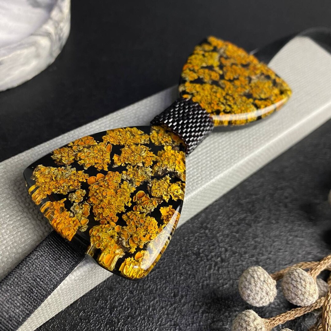Resin Bow Tie, Forest Bow Tie, Lichen Bow Tie, - Etsy