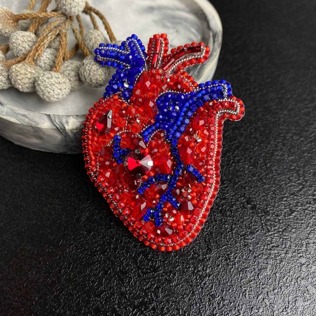Anatomical Heart Brooch, Anatomical Heart Pin, Gift for a Cardiologist ...