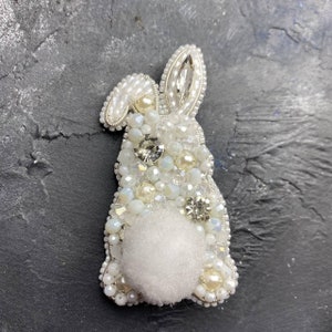 Rabbit Brooch, White Rabbit Brooch, Kawaii Rabbit, Shawl Pin, Bunny Pin ...