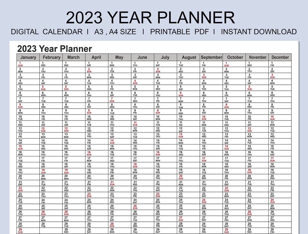 Year Planner Printable 2023 Year Planner Printable 2023 Etsy