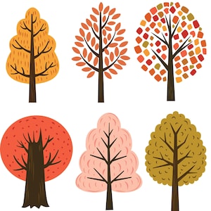 Autumn Tree Clipart,fall Elements Clipart, Autumn Tree, Fallen Tree ...