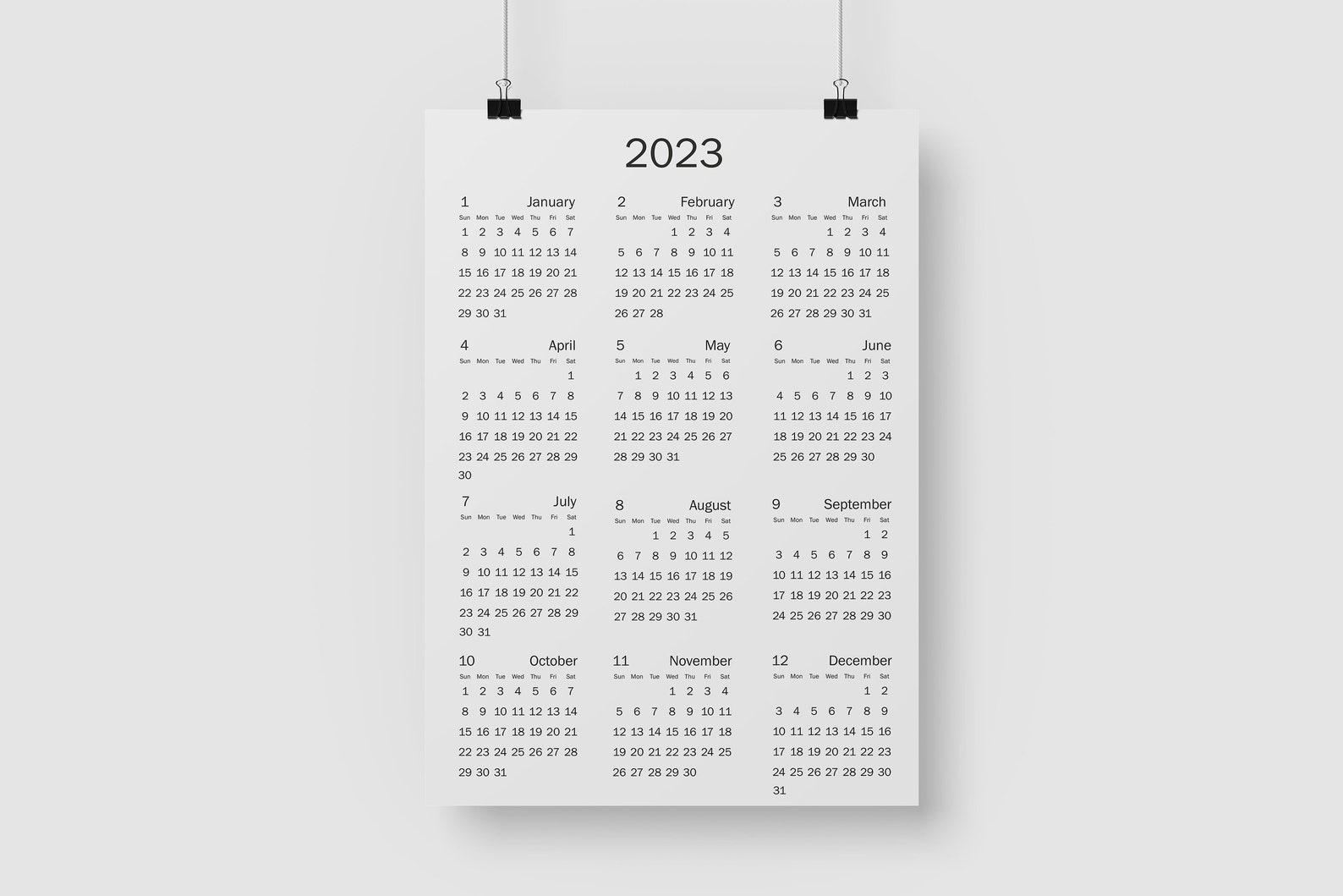2023 Calendar Printable 2023 Yearly Calendar 2023 Calendar 2023 