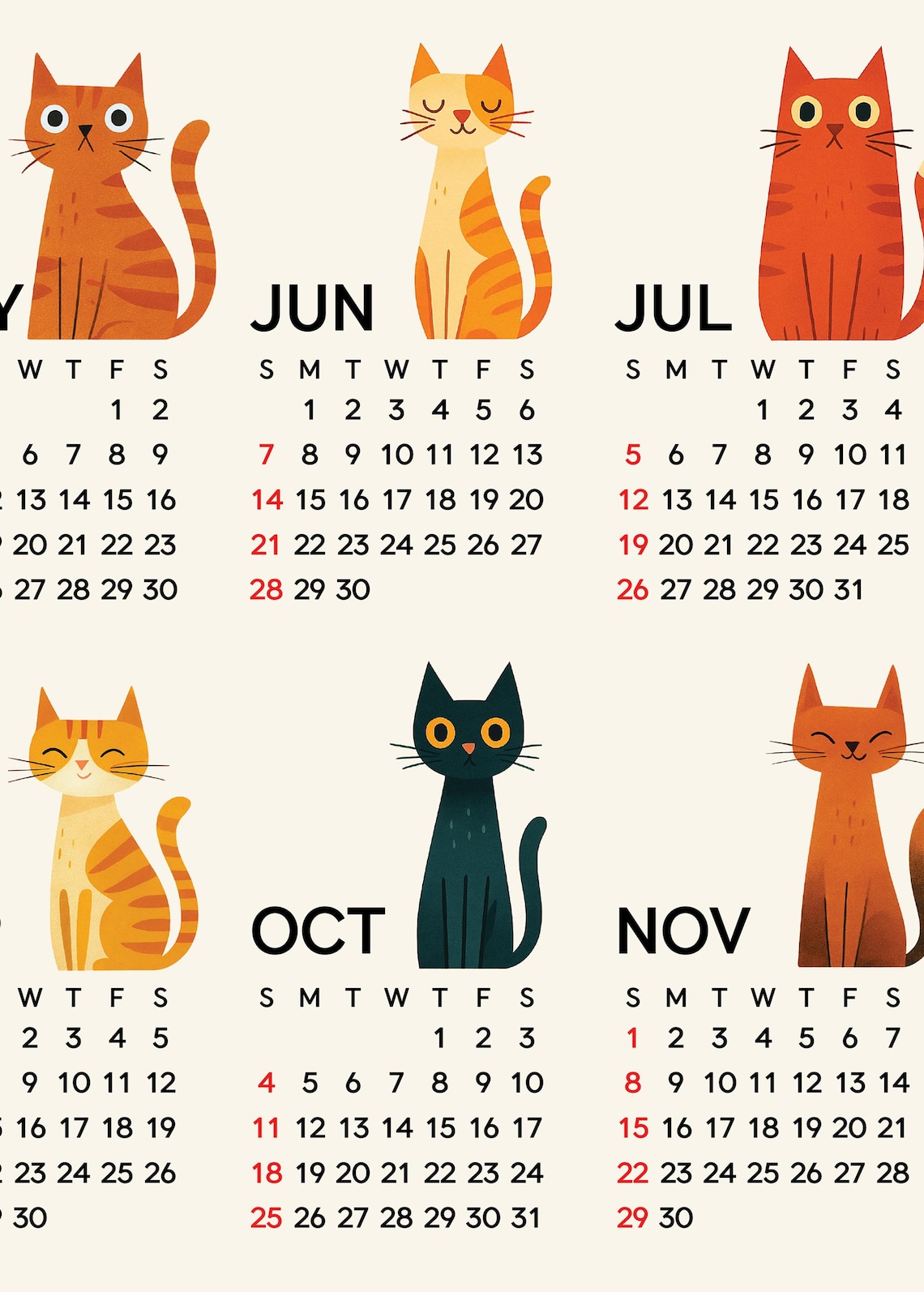 2026 Cat Calendar | Printable Wall Art, Cat Lover Gift (digital ...