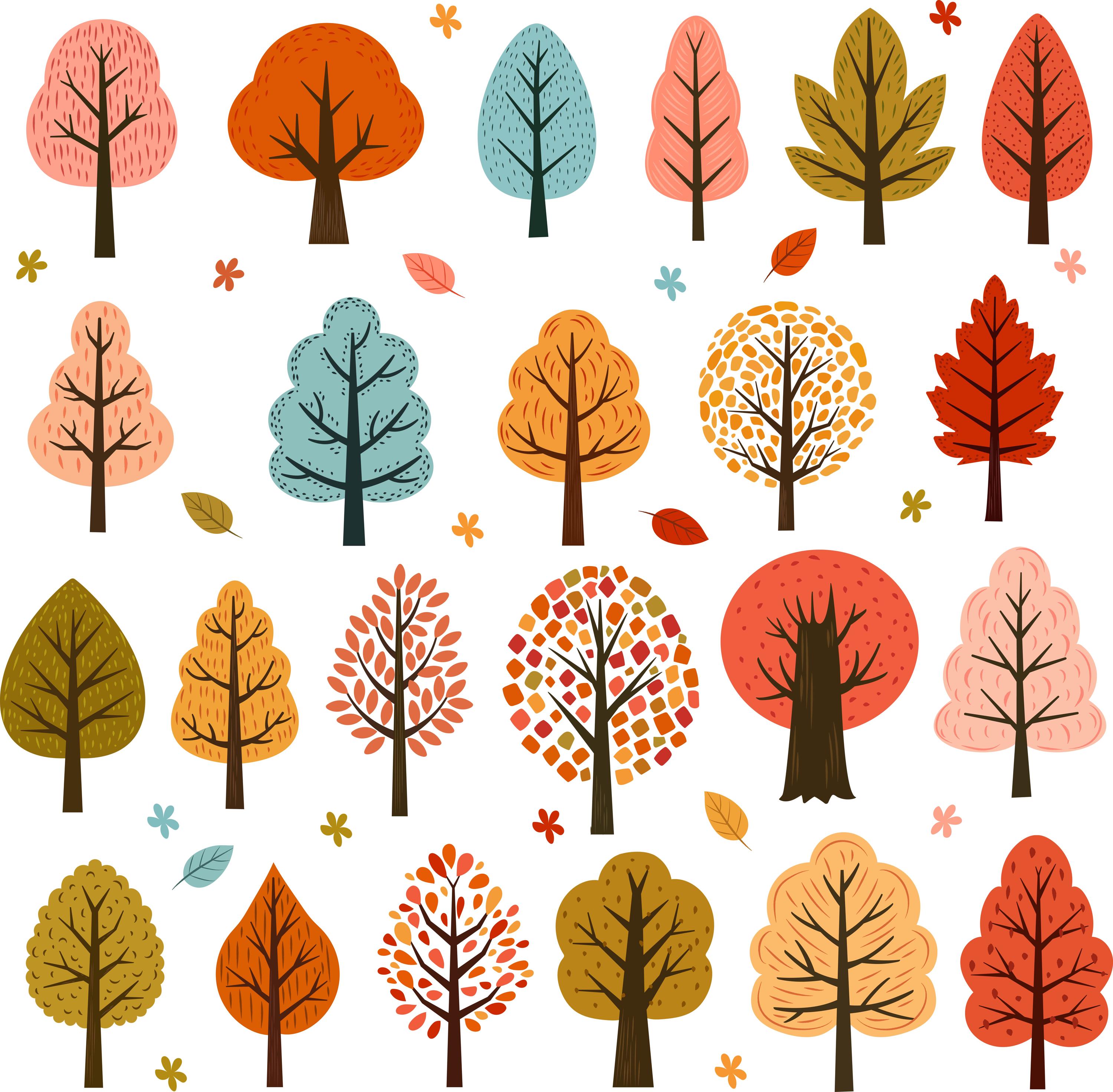 Autumn Tree Clipart,fall Elements Clipart, Autumn Tree, Fallen Tree ...
