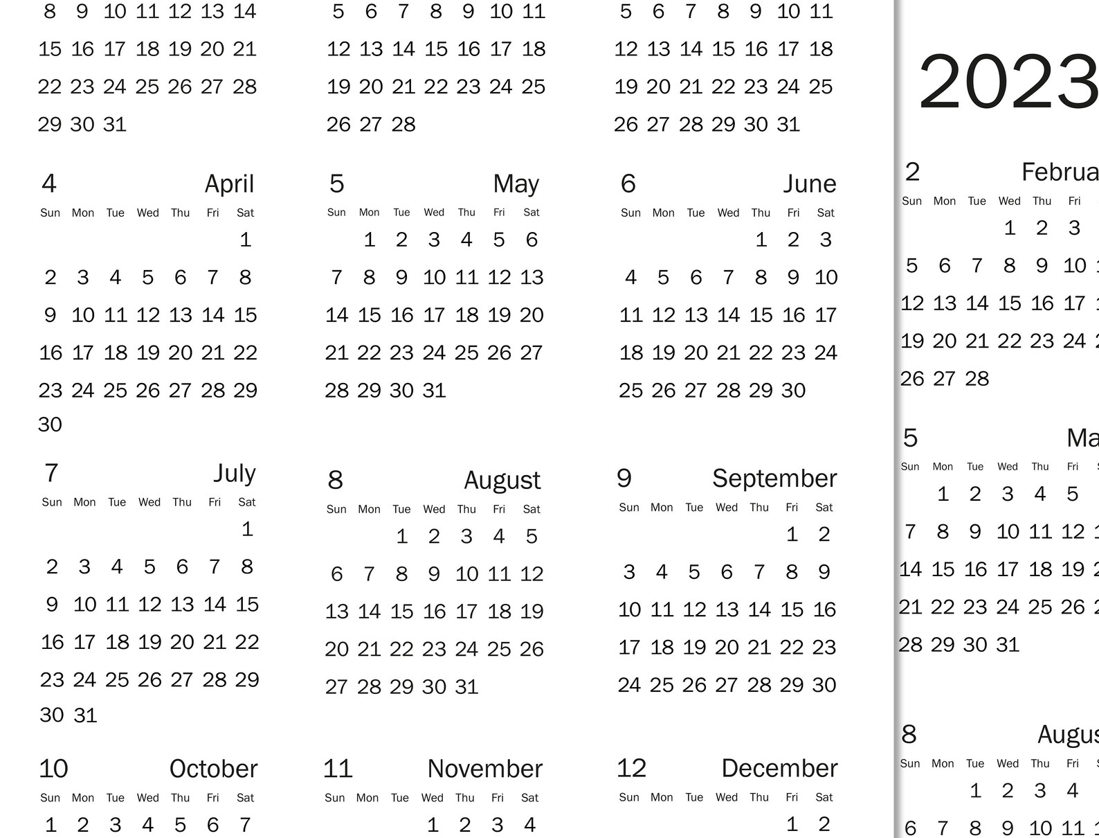 2023 Calendar Printable, 2023 Yearly Calendar, 2023 Calendar, 2023 ...