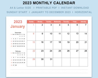 2023 Calendar Printable Minimalist Printable and Digital - Etsy