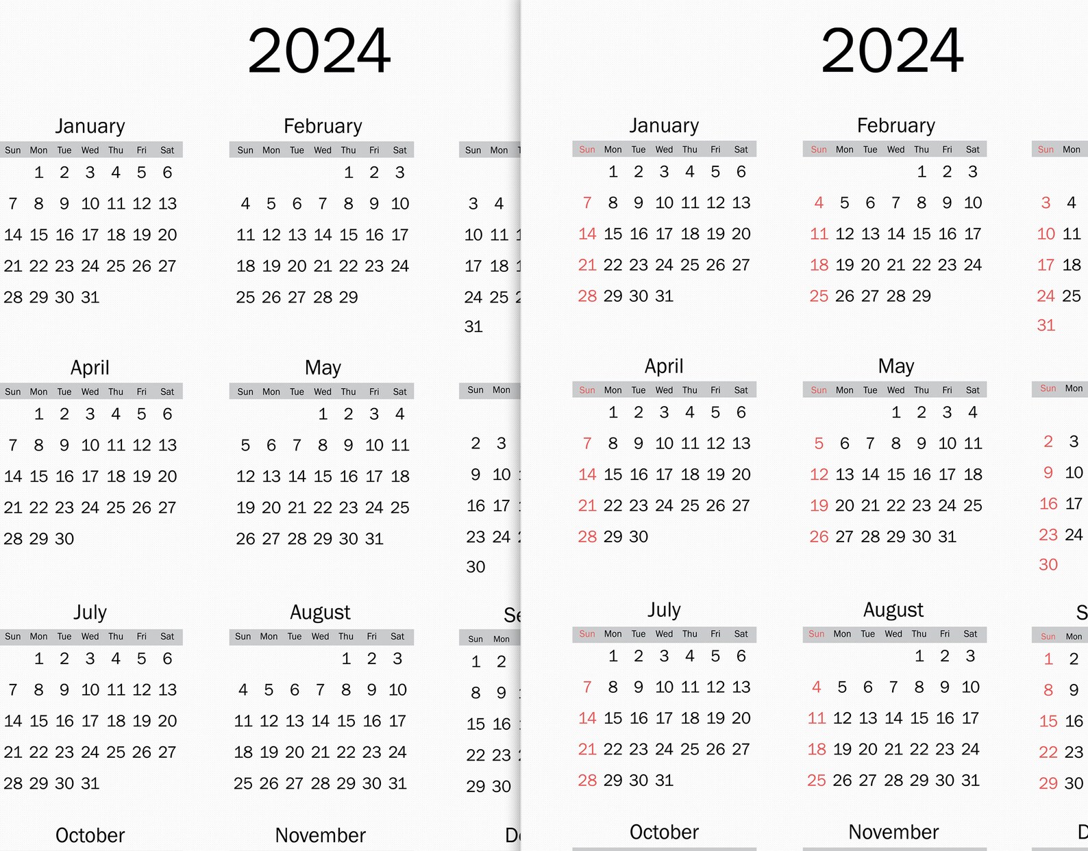 2024-25 Calendar Printable, Yearly Calendar, Minimalist Calendar ...