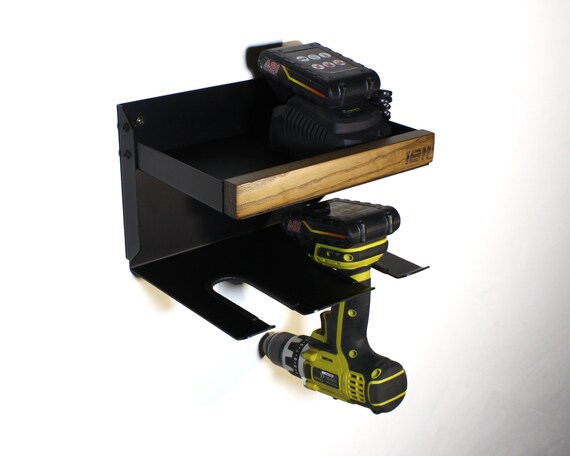 Cordless Drill Wall Mount Hanger With Shelf for Batteries and - Etsy