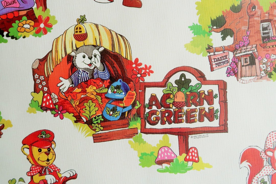 Acorn Green Wallpaper Kitsch Wallpaper Nostalgic Wallpaper - Etsy