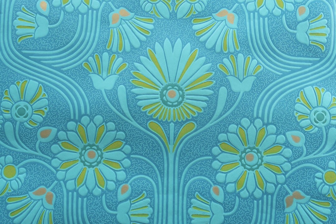 Retro Flower Power Wallpaper - Boho Paper - Psychedelic Wallpaper - Mid ...