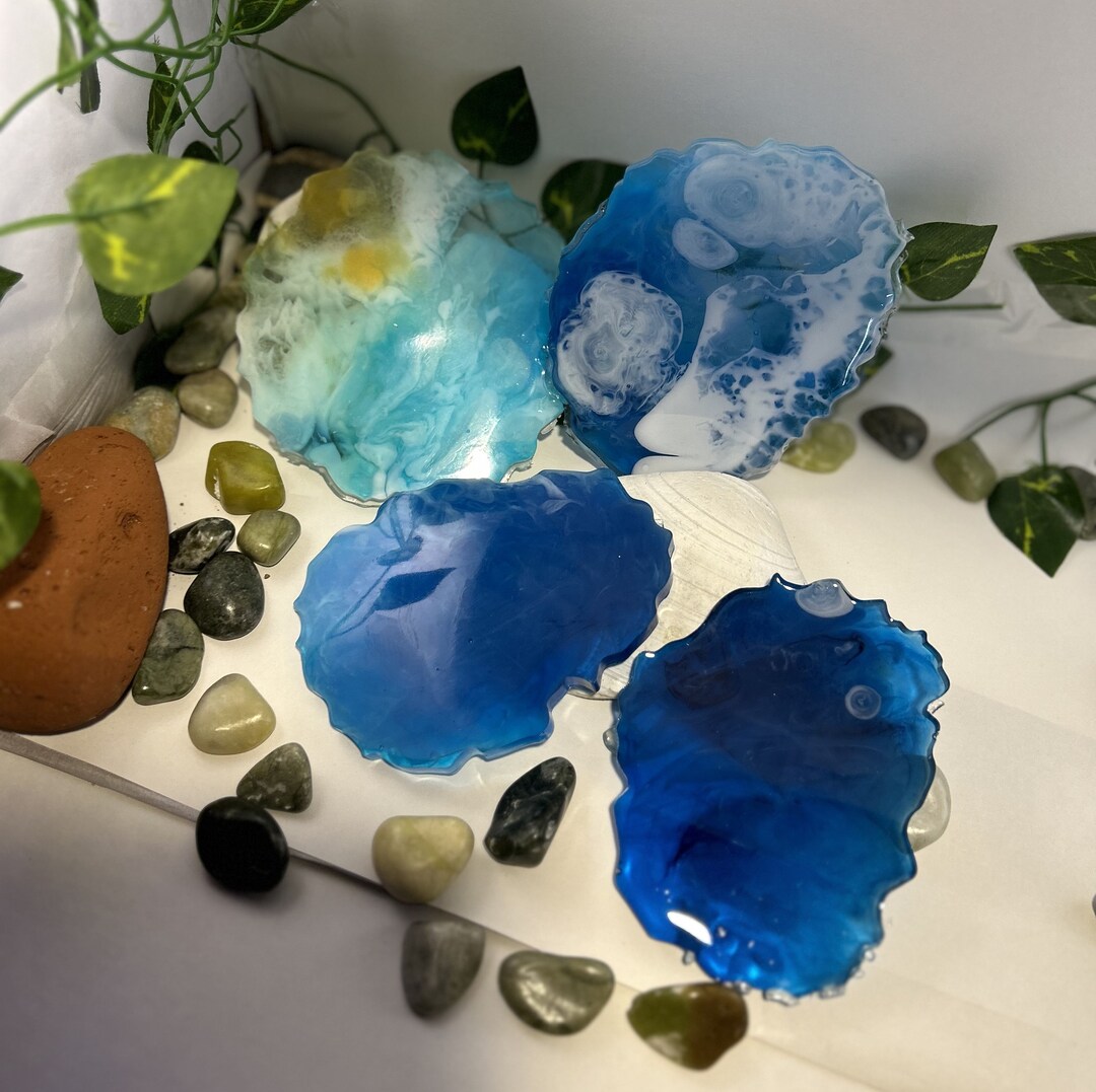 Abstract Ocean Blue Geode Coasters - Etsy