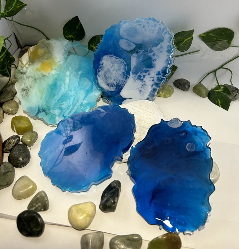Abstract Ocean Blue Geode Coasters - Etsy