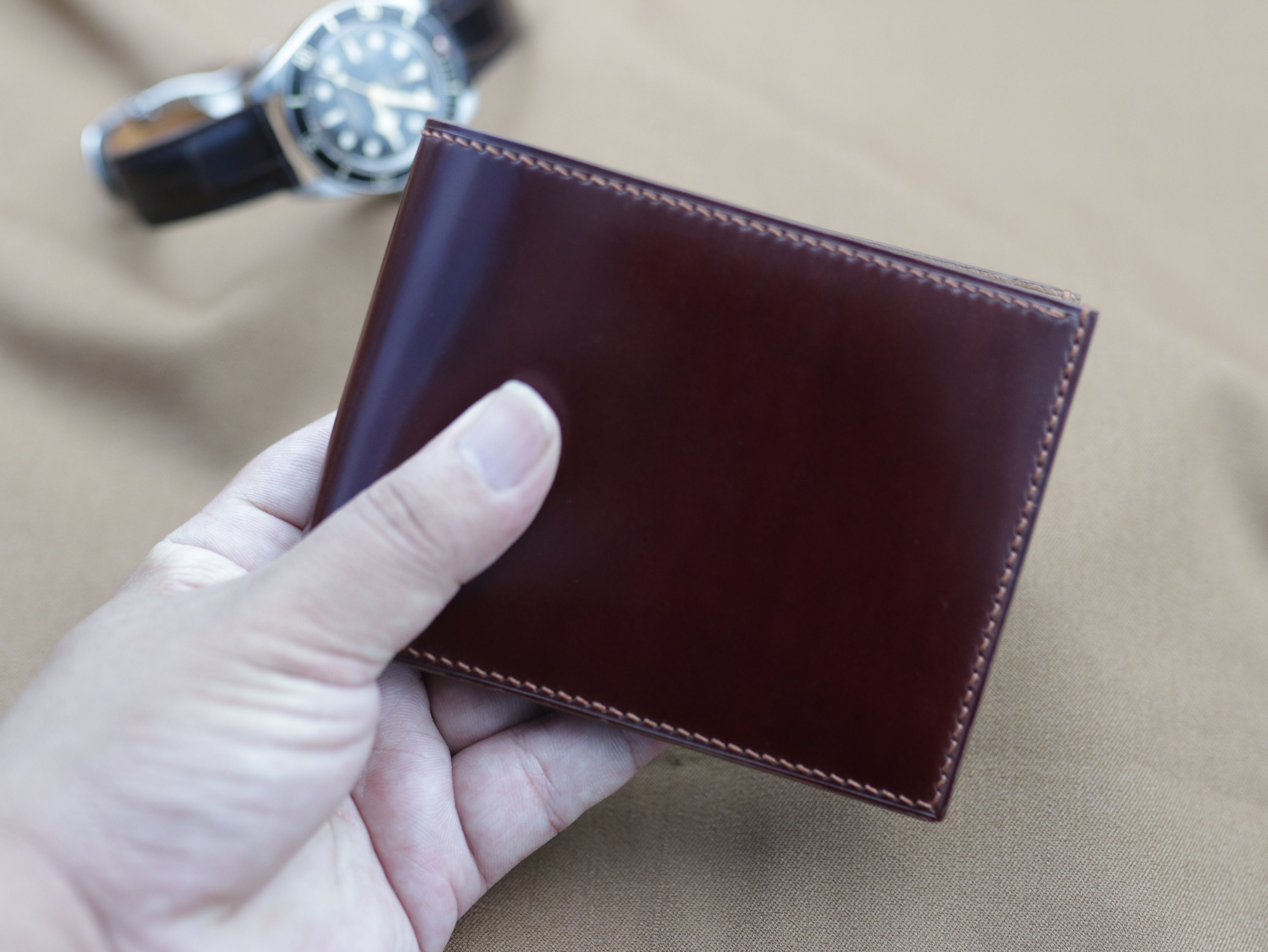 Shell Cordovan Leather Wallet Shell Cordovan Wallet - Etsy